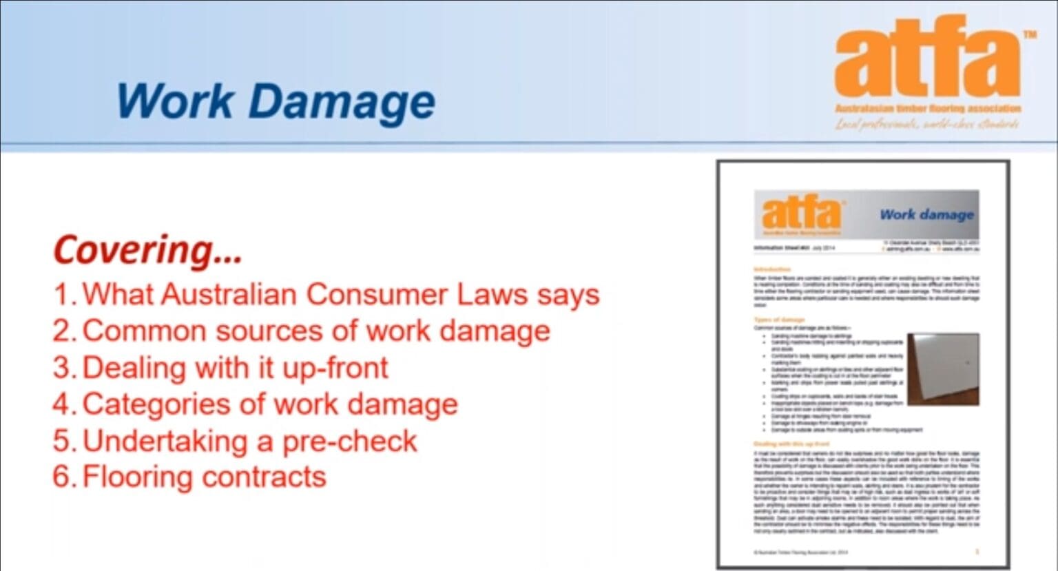 Module 12 – Work damage - ATFA