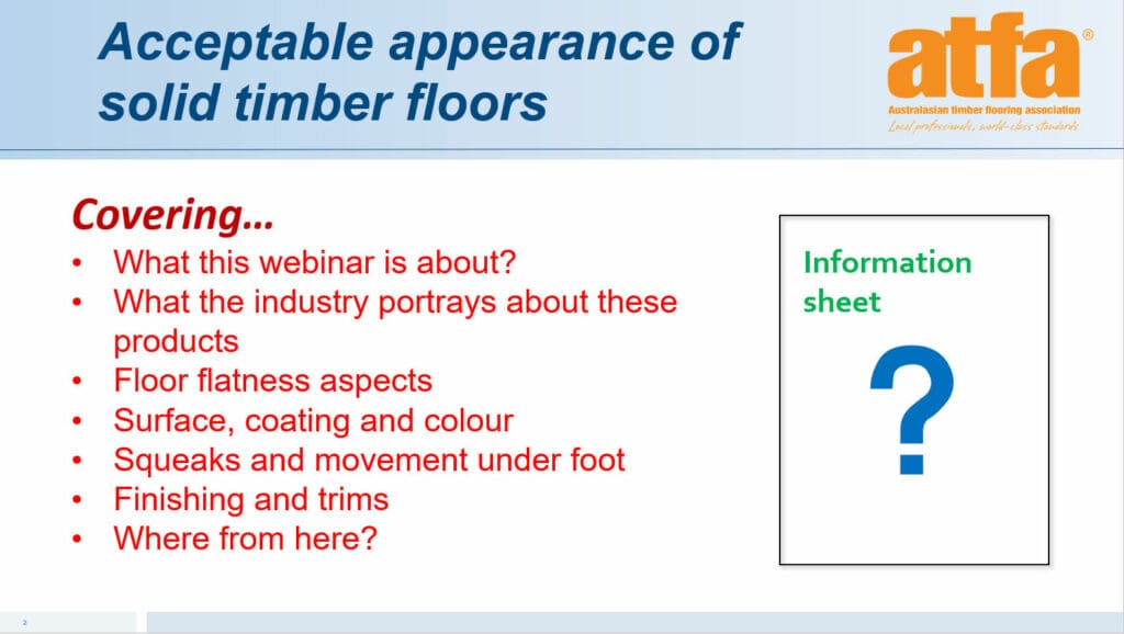 Module 25 – Acceptable appearance of floated floors - ATFA