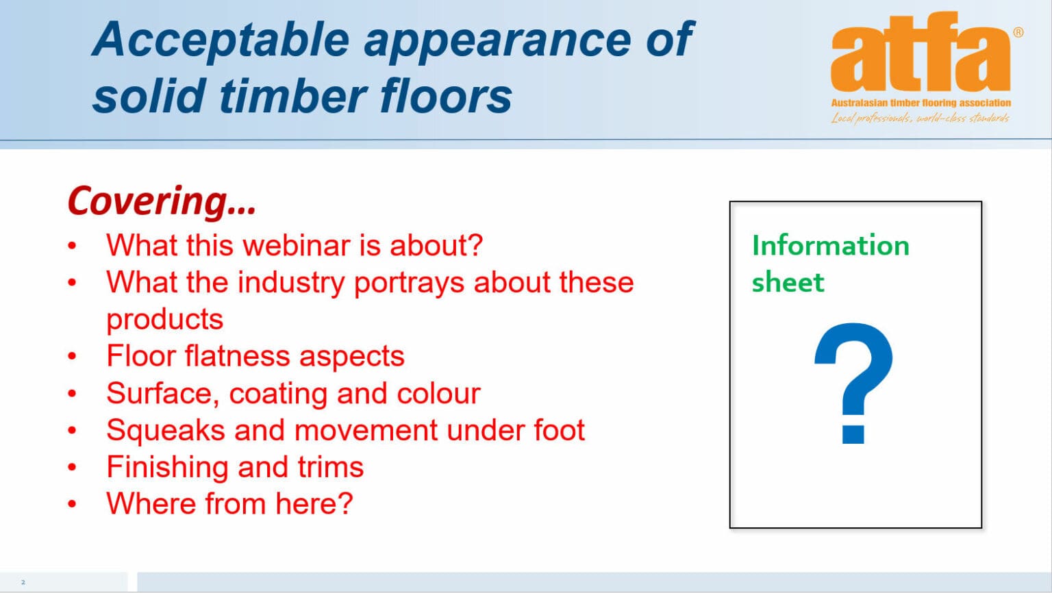 Module 25 – Acceptable appearance of floated floors - ATFA