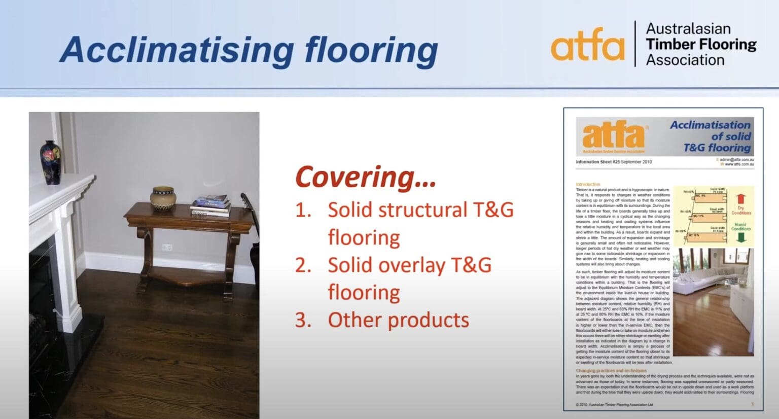 Module 30 - Acclimatising Floors - ATFA